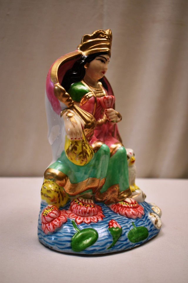 Antique Ravi Varma Lakshmi German Bisque Figure Statue Owl As Vahan Of ...
