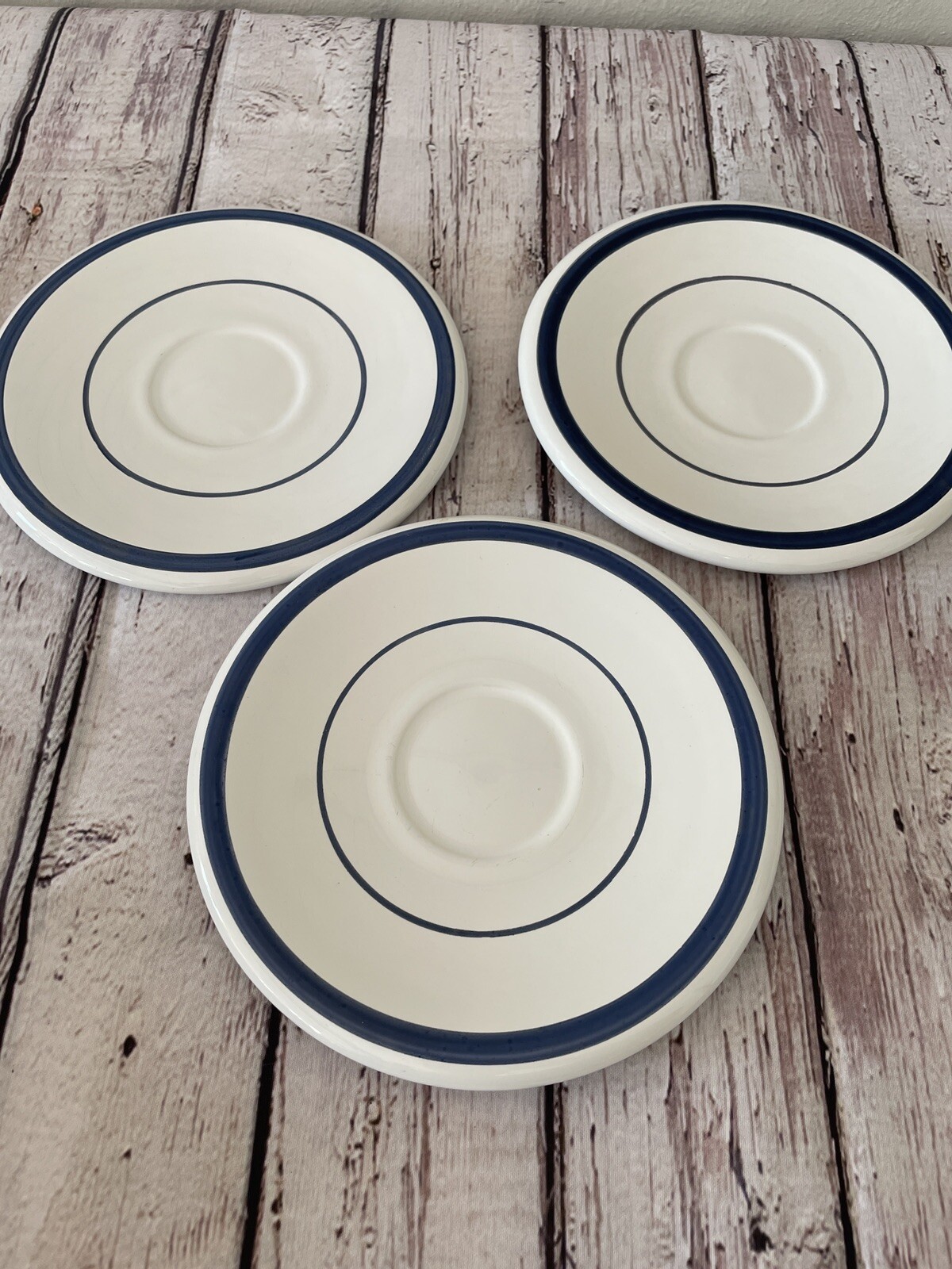 Set Of 3 Nautica Signature Tableware Navy Blue Stripe 6 3/4” Appetizer ...