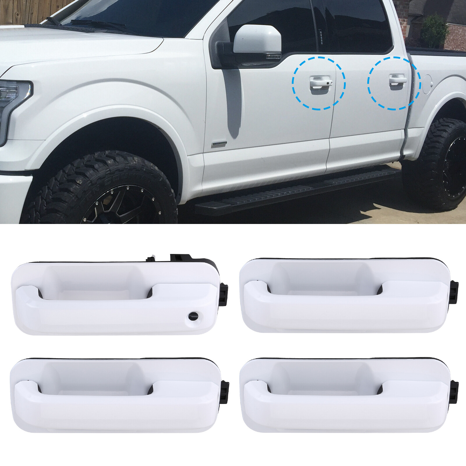 4Pcs For 2015-2020 Ford F-150 F150 Oxford White Door Handles Front and ...