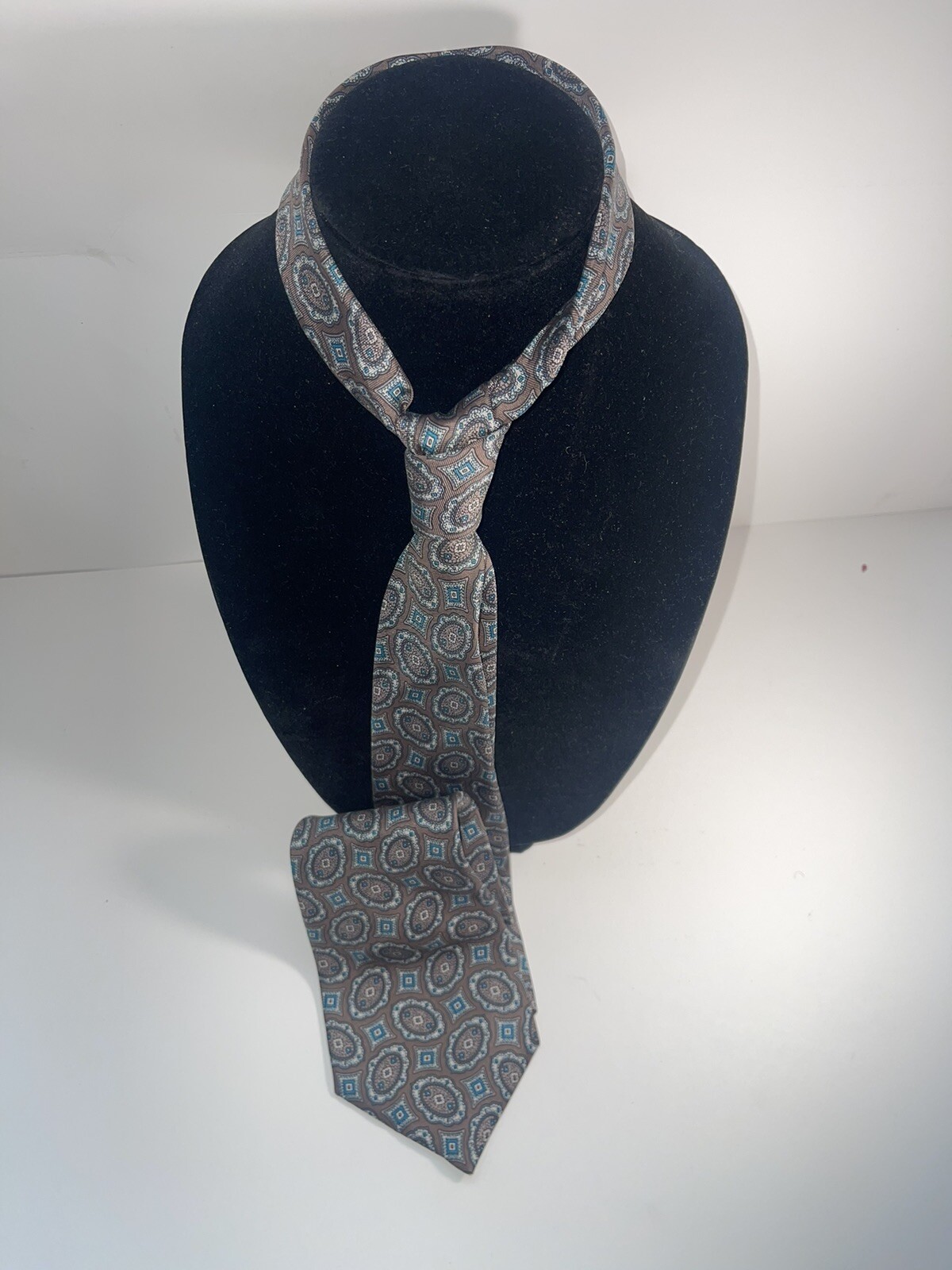 Oscar de laRenta Couture Paisley blue and brown tie retro | eBay