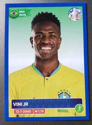 Vini Jr Vinicius Bra 18 PANINI BLUE Parallel RARE Sticker USA 2024 Copa ...