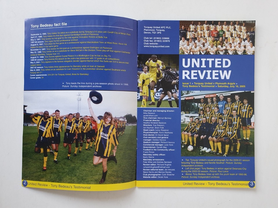 Tony Bedeau Testimonial 16/7/2005 Torquay United v Plymouth Argyle ...