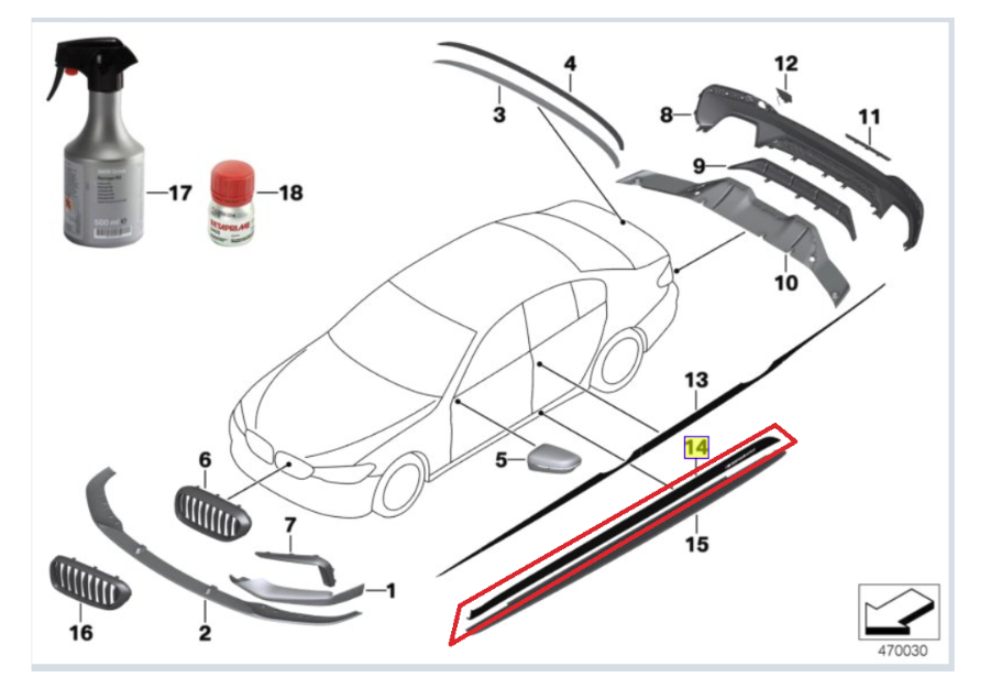 Genuine BMW G30 5 Series M Performance Side Sill Decals 51142350435 for ...