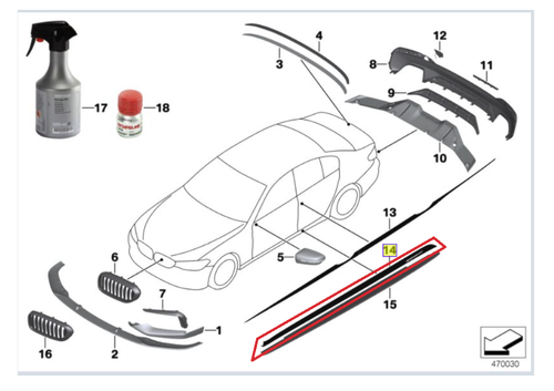 Genuine BMW G30 5 Series M Performance Side Sill Decals 51142350435 for ...