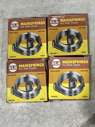 Set Of 4 NOS SLR Mainspring For Wall Clock Size 3/4x.018x96" For 8 Days ...