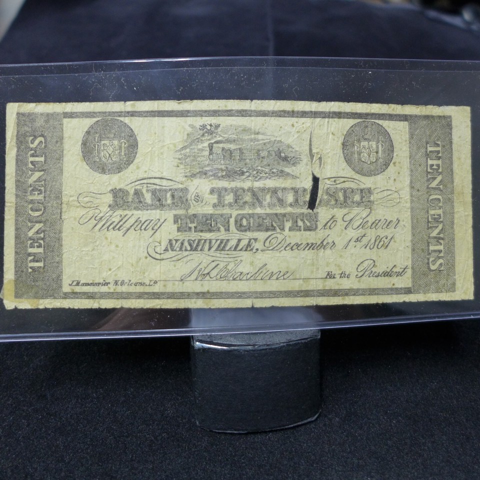 Lot of (2) 1861 Tennessee Confederate/Obsolete Currency Bank Notes 10 ...