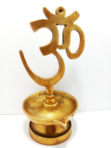 Lampe à huile 6,5" laiton fait main Aum Diya Deepak OM Deepam Hindu ...