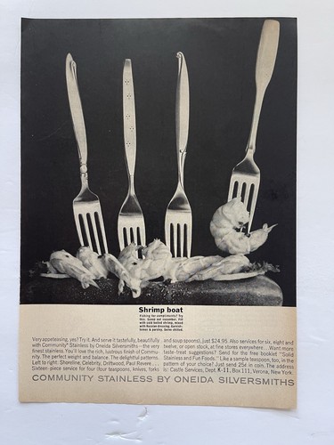 Vintage 1963 Print Ad Oneida Community Stainless Flatware Kitchen ...