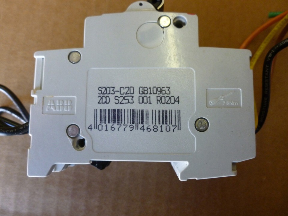 ABB Circuit Breaker S203 C20 GB10963 USED NICE TAKE-OUT | eBay