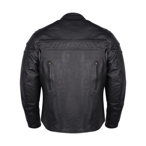 Men's Premium Leather MCJ Vented Motorcycle Jacket Biker Apparel Vance ...