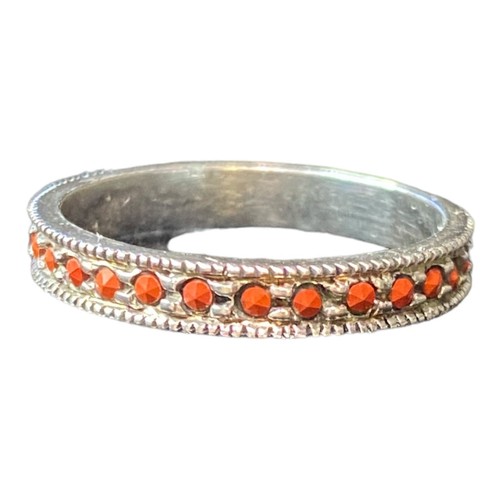 Ring Possible Jasper or Coral Size 7.5 Sterling Silver Orange Faceted ...