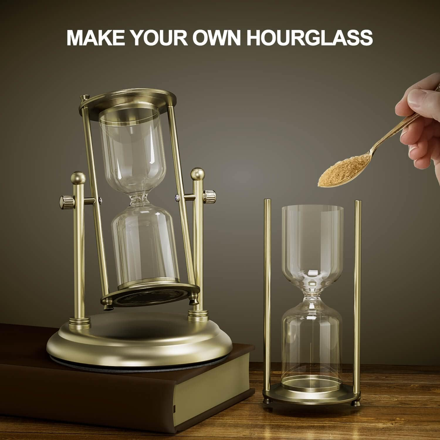 Empty Hourglass Fillable, Brass 360° Rotating DIY Sand Timer, Unity ...