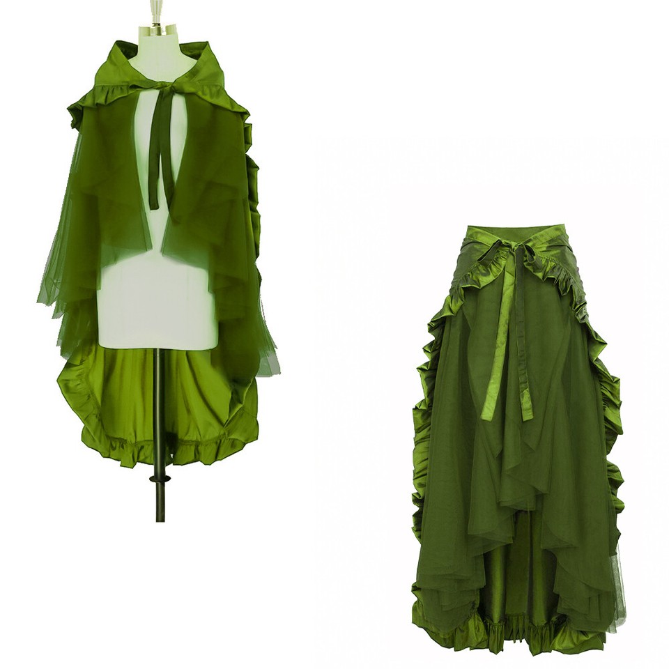 Women's Ruffled Pleated Vampire Pirate Skirt Steampunk Victorian Punk ...