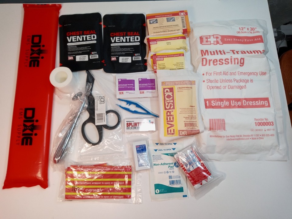 Ever Ready First Aid fully Stocked EMT Trauma Bleeding Control Kit ...