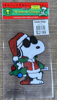 Peanuts Joe Cool Snoopy Christmas Jelz Window Cling Santa Suit & Tree 7 ...