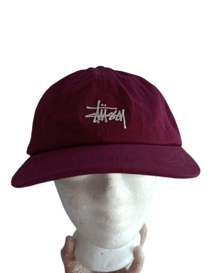 Stussy Burgundy Embroidery Small Logo Cotton hat cap … - Gem