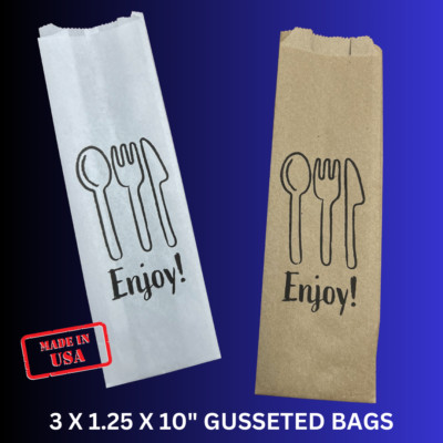 PRINTED PAPER SILVERWARE BAGS FOR COMPLETE SET, FOLDABLE TOP. MADE IN ...