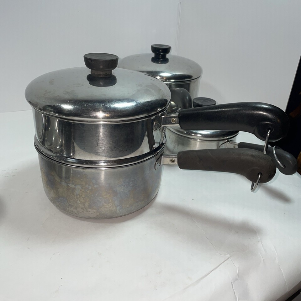 Set Of 13 Pieces Revere Ware 4 Saucepans 3 Qt, 2 Qt, 1 Qt 3/4 Qt ...