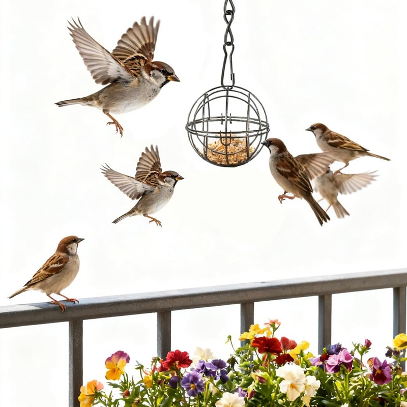 Bird Fat Ball Feeders, Metal Spindle Bird Holder with S-shaped Hooks ...