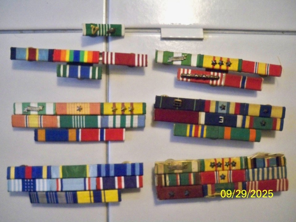 Huge Lot Vintage Military Ribbon Bars Enamel Pins Insignia Marksman ...
