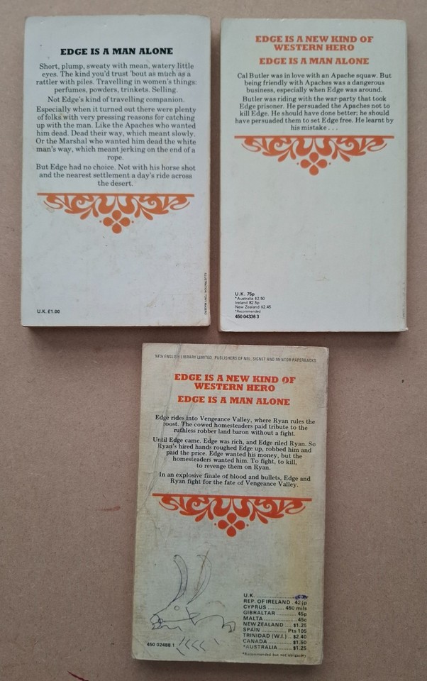 3 X George G Gilman Edge Western paperback books | eBay UK