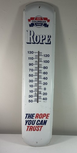 COLUMBIAN ROPE 36” Tin Horse Barn Thermometer Very Rare Vintage Antique ...