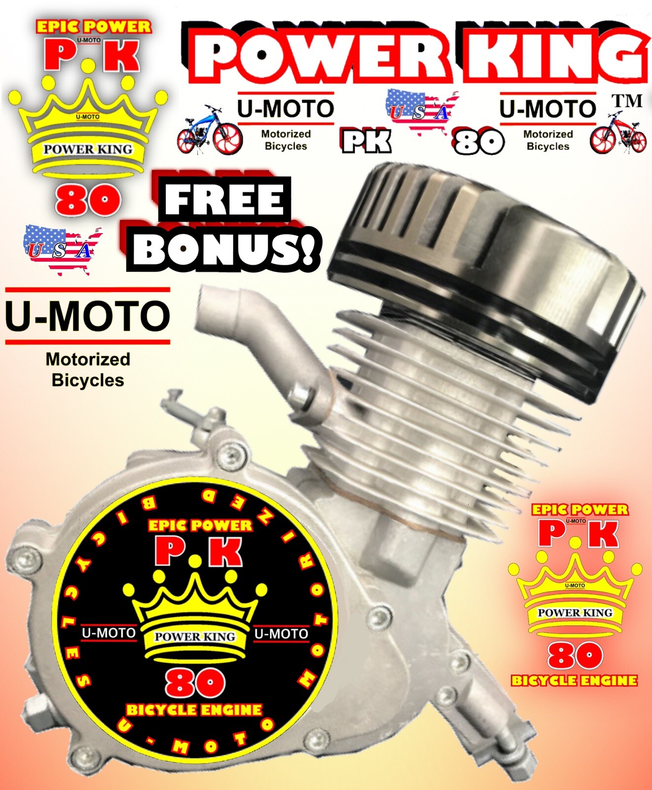 MONSTER POWER 2-STROKE 66cc/80cc MOTORIZED BIKE ENGINE ONLY For KITS ...