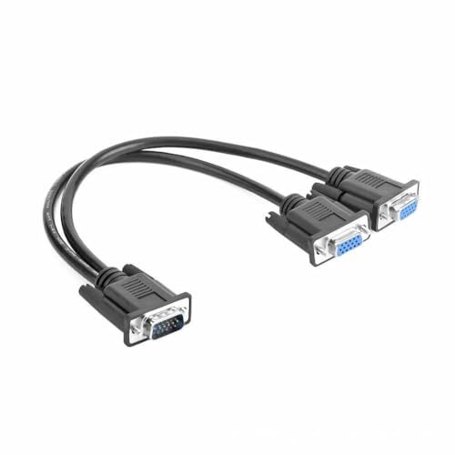 VGA Y Splitter Cable, VGA 1 Male to VGA 2 Female Adapter Cable Dual VGA ...