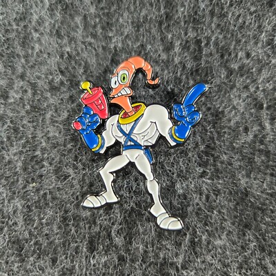 Earthworm Jim Enamel Pin 90s Video Game Nostalgia hat bag lapel pinback ...