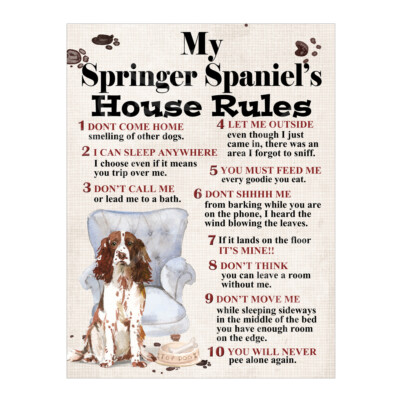 My Springer Spaniel's House Rules Dog Metal Tin Sign Plaque Home Bar ...