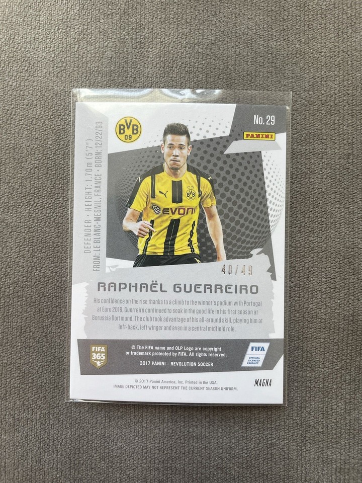 2017 Revolution Raphael Guerreiro Soccer Card /49 Blue Borussia ...