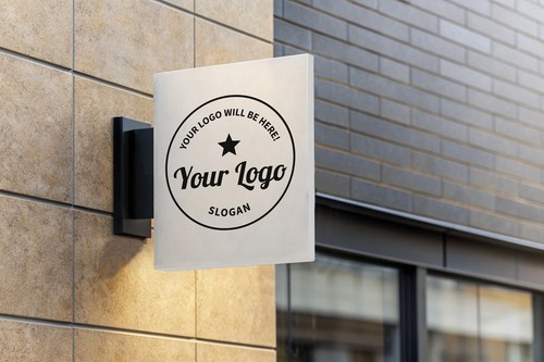 Custom White Square Personalized Logo Blade Sign Indoor Outdoor ...