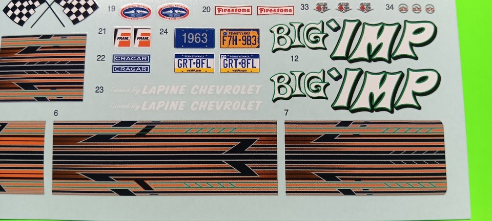 63 1963 Chevy Impala SS 409 1/25 AMT Decal Sheet Dash Cluster Emblems ...