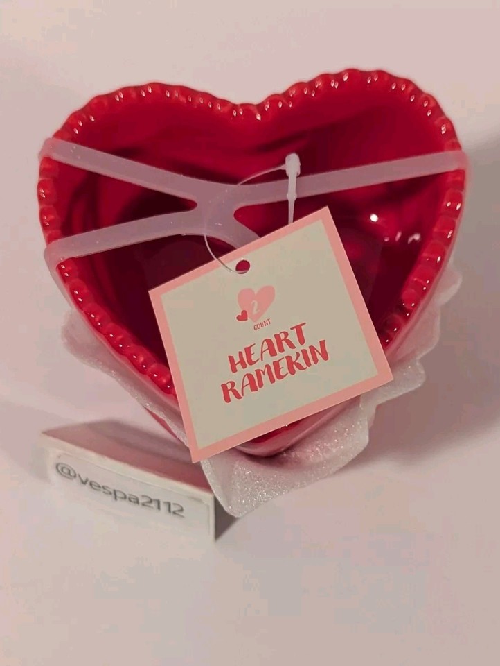 Target Bullseye Playground Valentines Heart Shaped Ramekin Red Ceramic ...