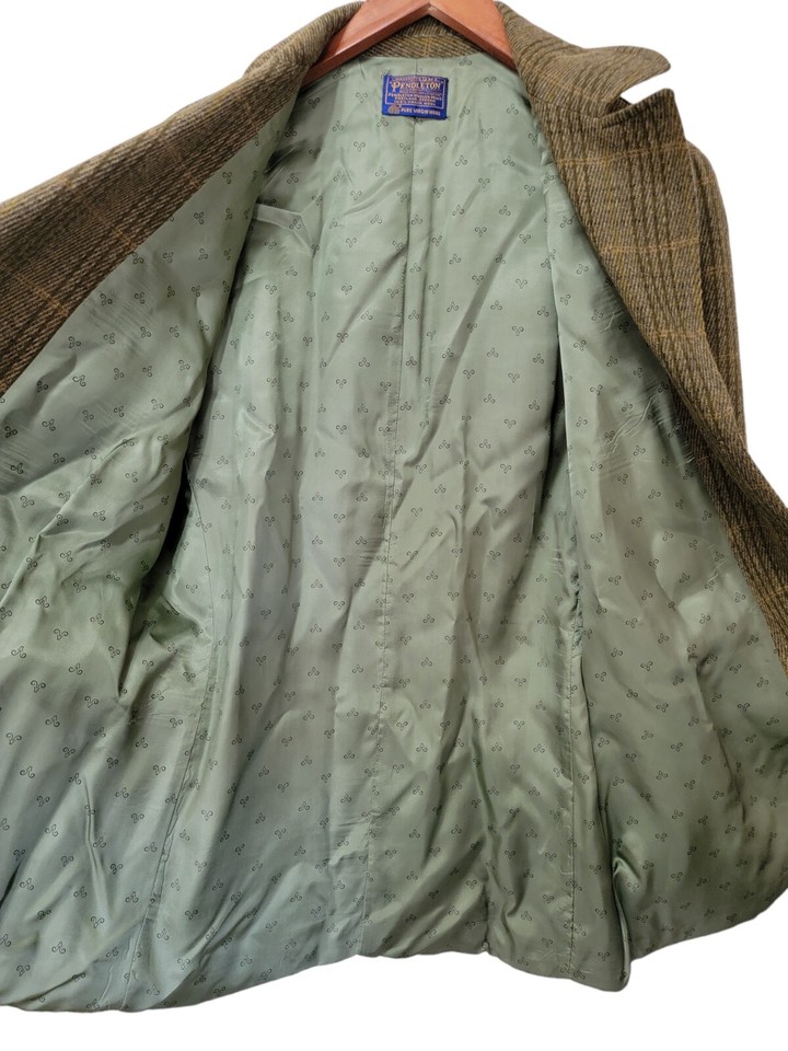 Vintage Pendleton 60s Plaid Tweed Wool Cropped Trench Style Belted Coat Size Med | eBay