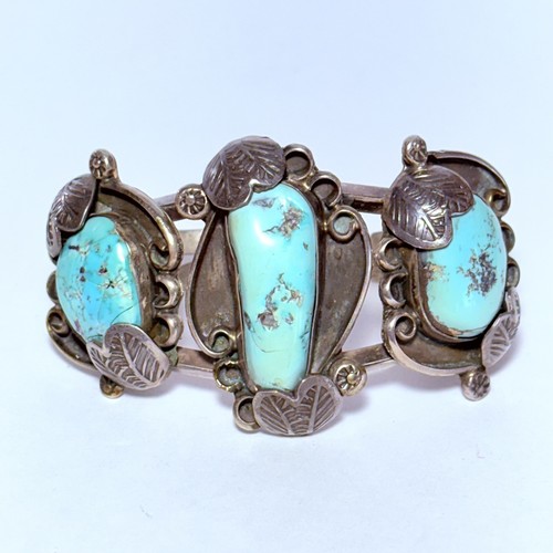 Helen Chee Navajo Sterling Silver Turquoise 42mm 5.5" Cuff Bracelet 54 ...