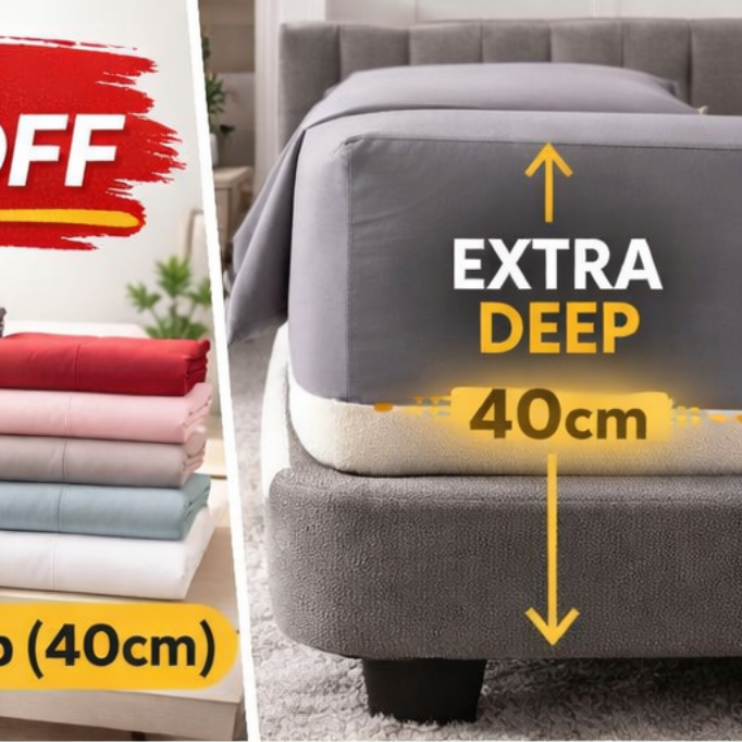 WHITE SMALL DOUBLE Extra Deep Fitted Bed Sheet 40cm Elastic Single King ...