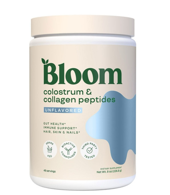 Bloom Nutrition Colostrum & Collagen Peptides, 8 oz (226.6g) 48 SERVING ...