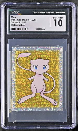 Mew 1999 Merlin Pokemon Sticker Gold Cracked Ice S25 CGC 10 | eBay