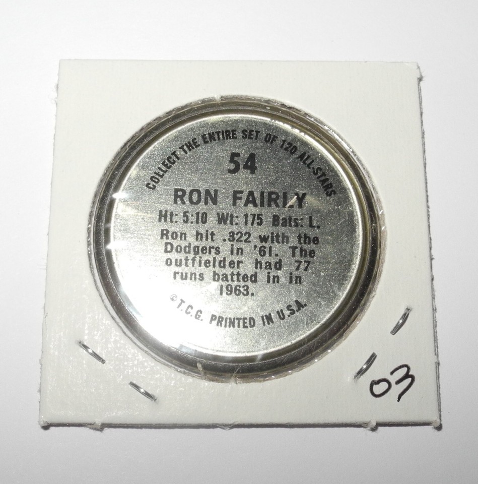 1964 Topps Baseball Coin Pin #54 Ron Fairly Los Angeles Dodgers ...