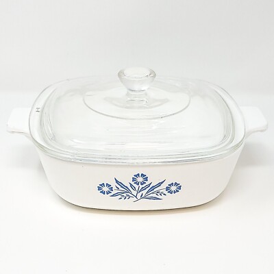 Vintage Rare 1 Qt Corning ware Blue CornFlower Casserole w/Original ...