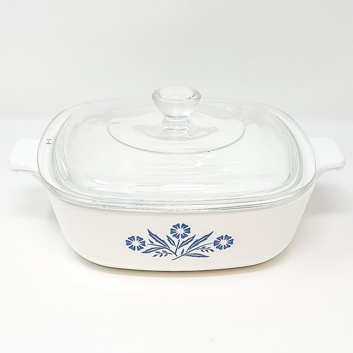Vintage Rare 1 Qt Corning ware Blue CornFlower Casserole w/Original ...