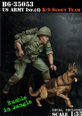 BRAVO *6 35053 VIETNAM WAR U.S. ARMY INFANTRY (4) K-9 SCOUT TEAM 1:35 ...