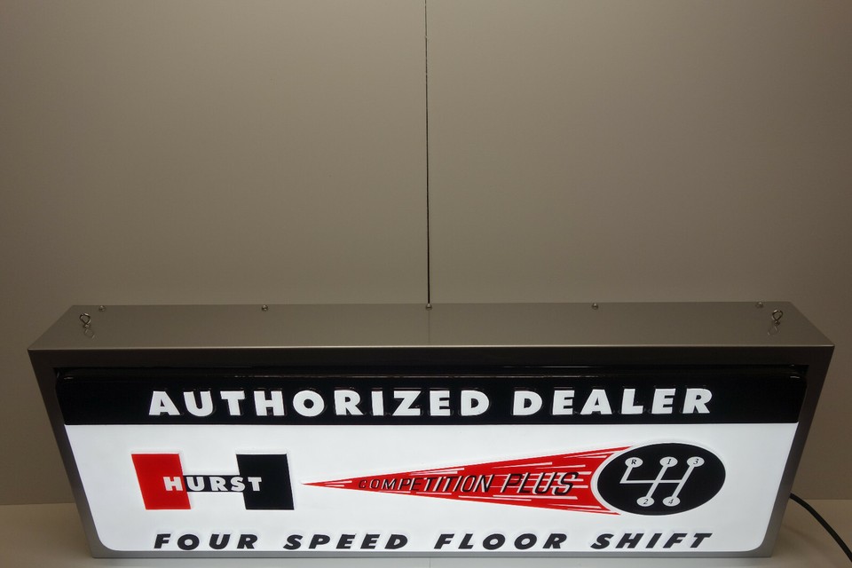 HURST SHIFTERS ILLUMINATED Dealer Counter Sign 15" BY 42". FANTASTIC ...