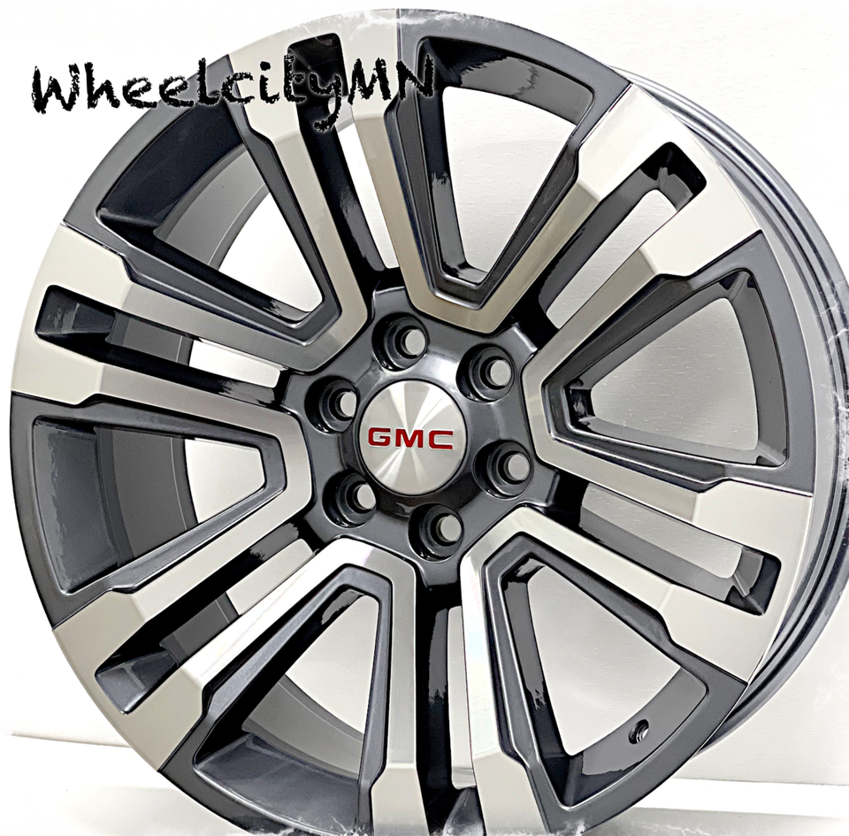 22" gunmetal machine OE replica 5822 wheels fits GMC Sierra Yukon ...