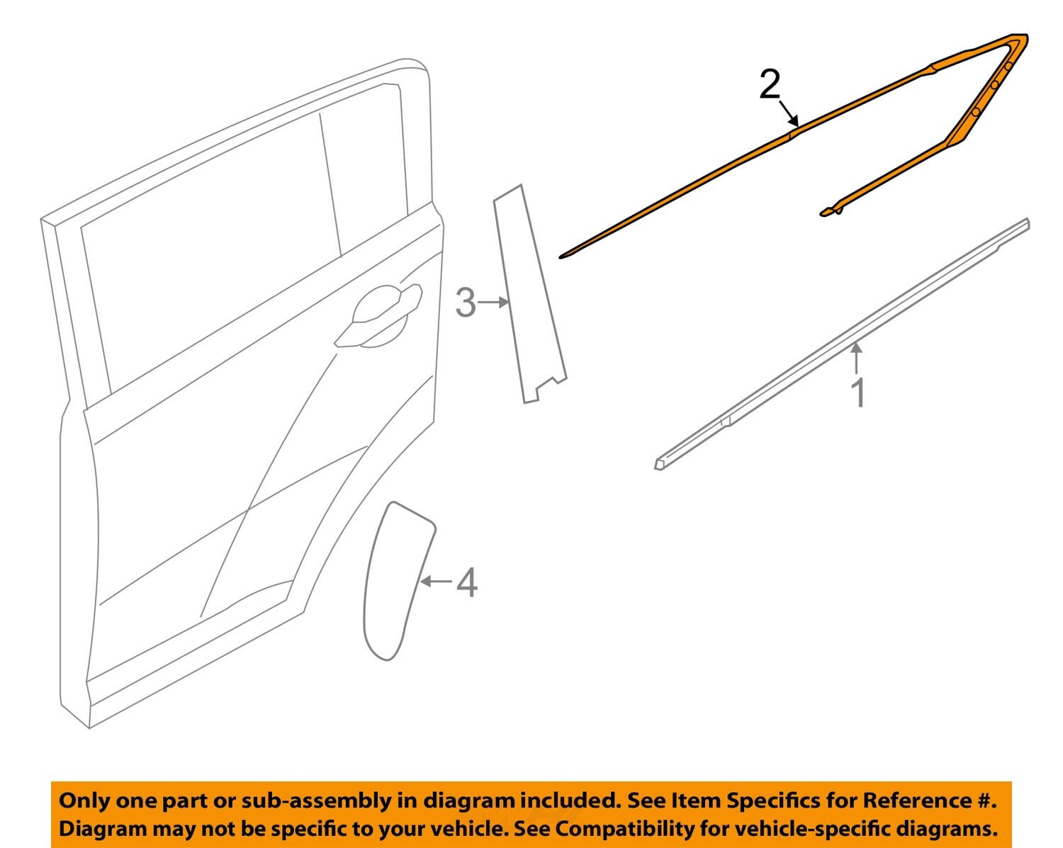 Genuine OEM Kia 83850 D9000 Driver Rear Door Chrome Upper Molding 17-20 ...