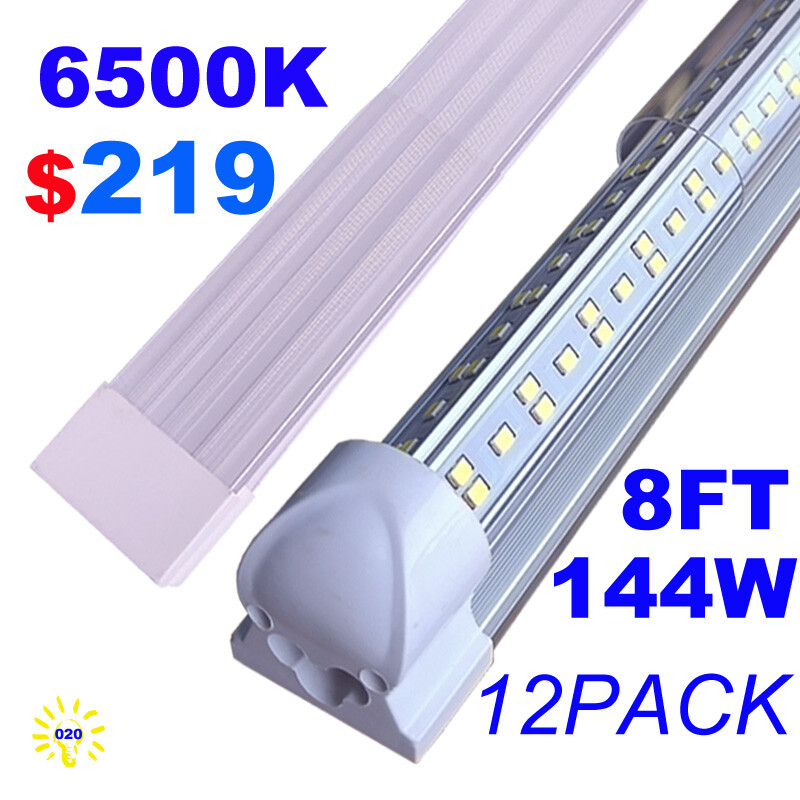 12 Pack Integrated Led Tube Lights 8' Led Bulbs 144W 8FT Led Shop Light ...