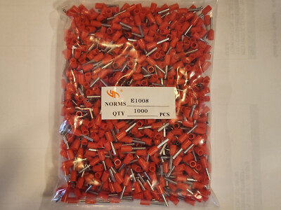 (1000 pc bag) Multicomp Pro E1008-L-RED (E1008), Wire Ferrule 18AWG ...