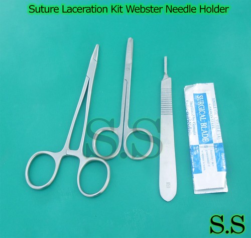 3 PCS Suture Laceration Kit Webster Needle Holder + Scalpel Handle ...