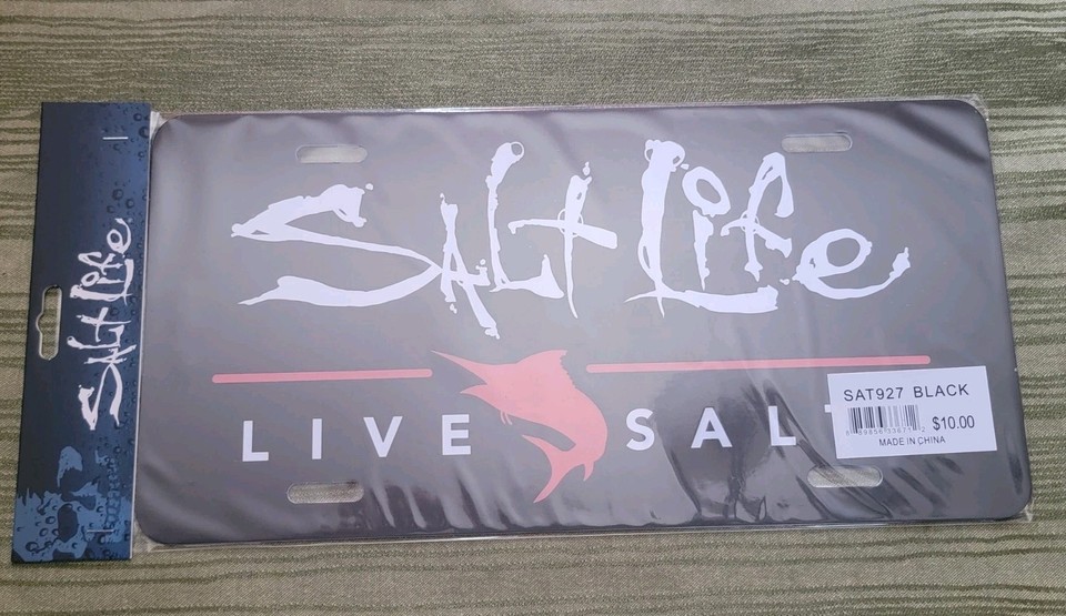 Salt Life PVC Vaniety License Plate: Live Salty Marlin | eBay